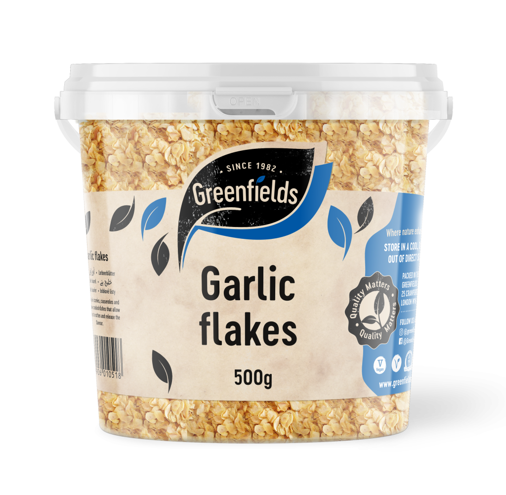 GREENFIELDS DRIED GARLIC FLAKES 500G - Restaurant Wholesale